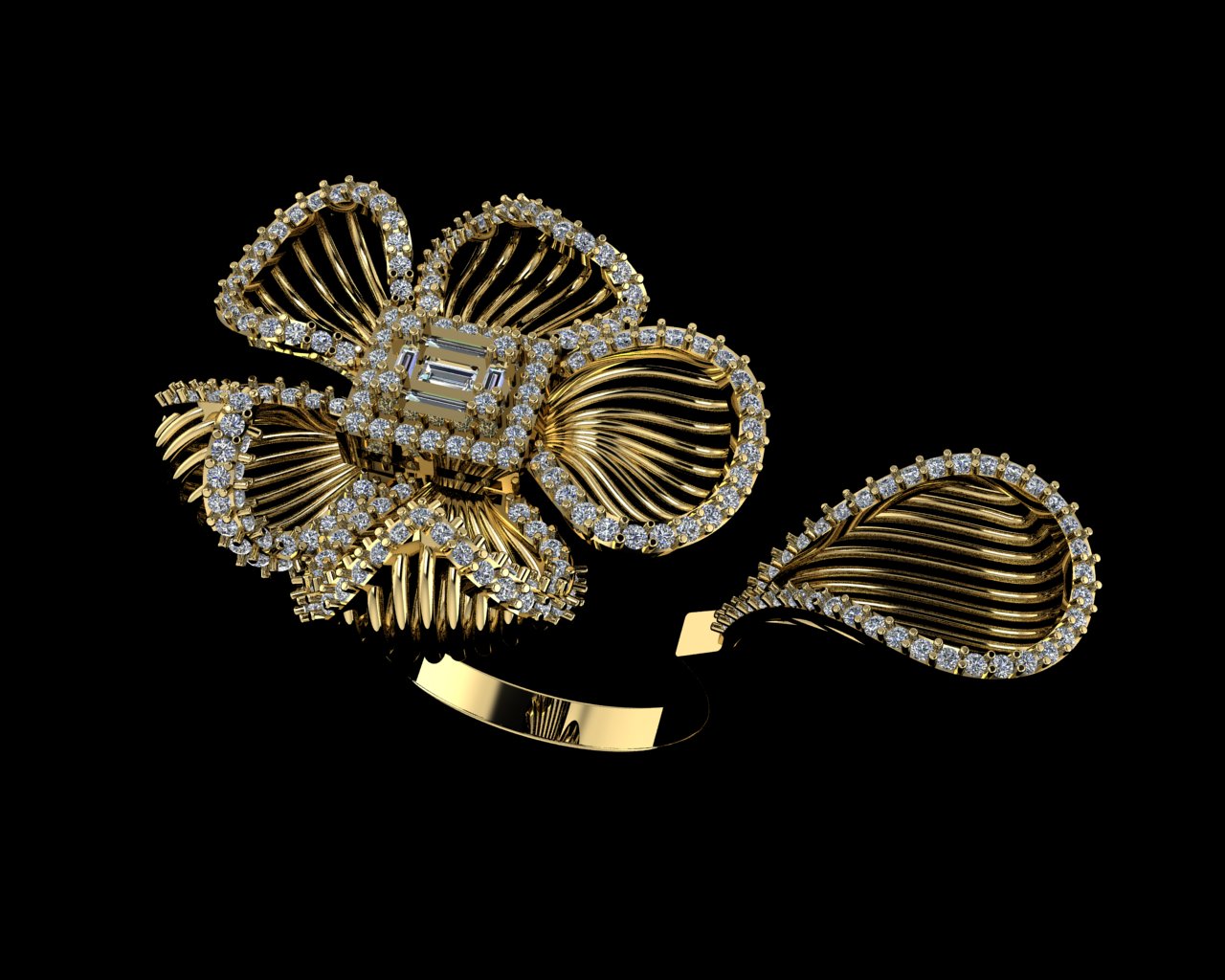 3D file jewelry flower ring 💐・Design to download and 3D print・Cults