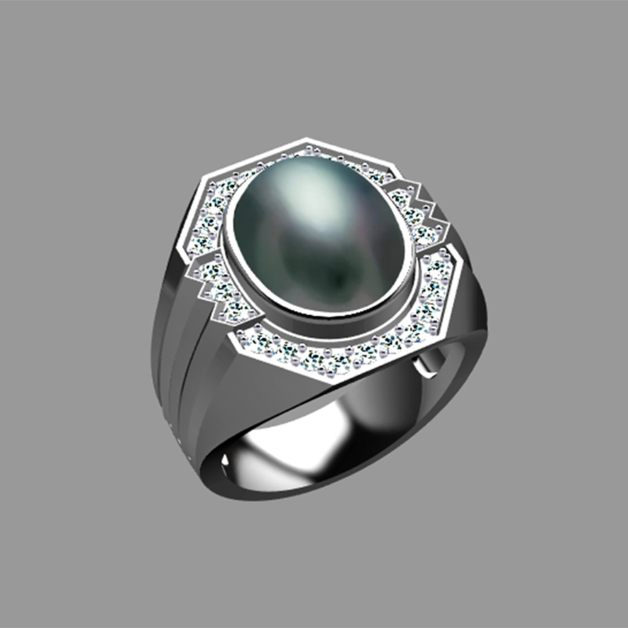 STL file 3D MODEL men's ring luxury with oval cabochon gem 💍・3D print ...