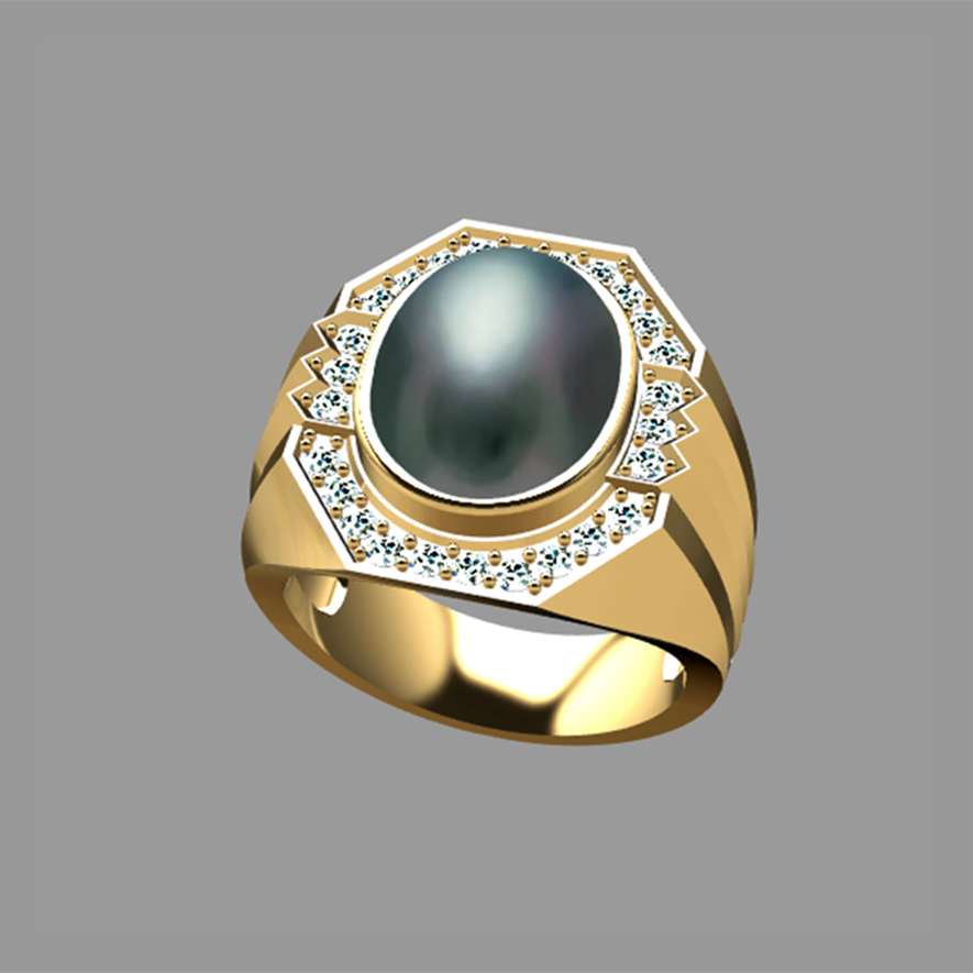 STL file 3D MODEL men's ring luxury with oval cabochon gem 💍・3D print ...