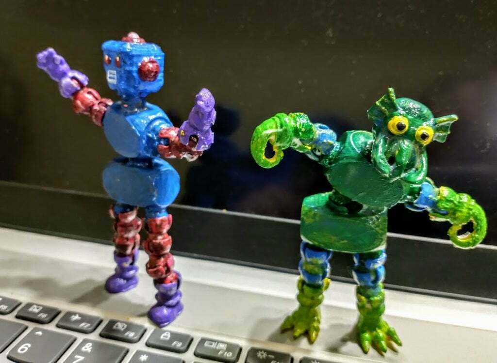 🤖 Poseable Poppin Bot Toy 2 - Claws, Tentacles, more Heads・Free STL ...