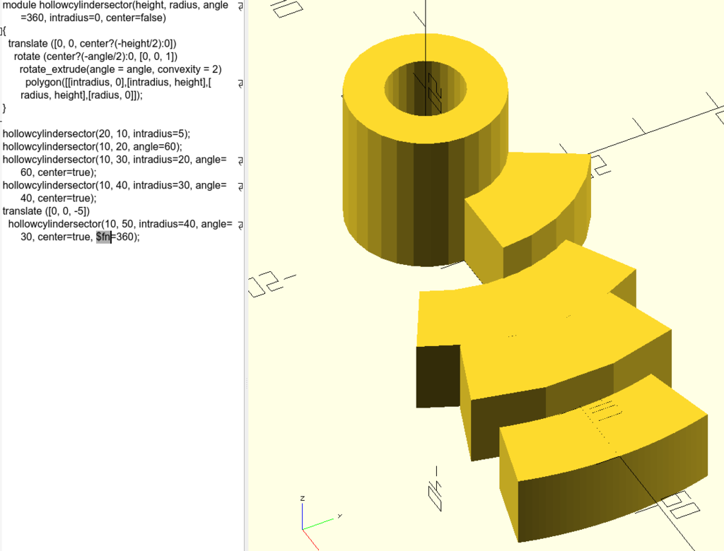 Free STL file OpenSCAD simple hollowed cylinder and sector of it ! 👽 ...