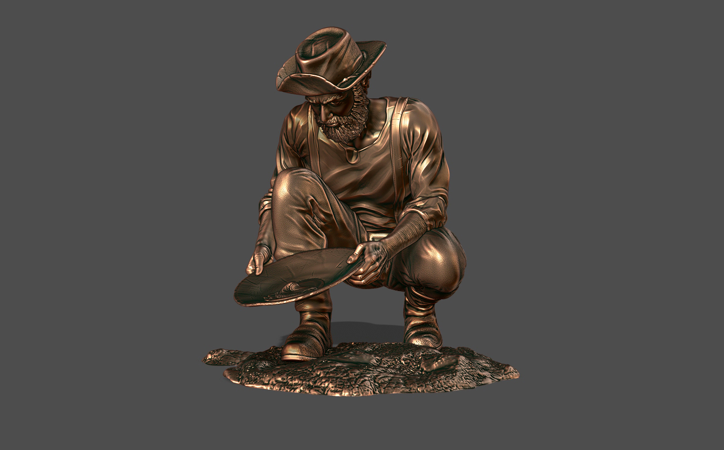🏆 Gold Panning Miner Trophy / Award・ STL File for ・Cults