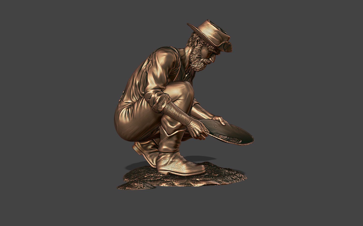 🏆 Gold Panning Miner Trophy / Award・ STL File for ・Cults