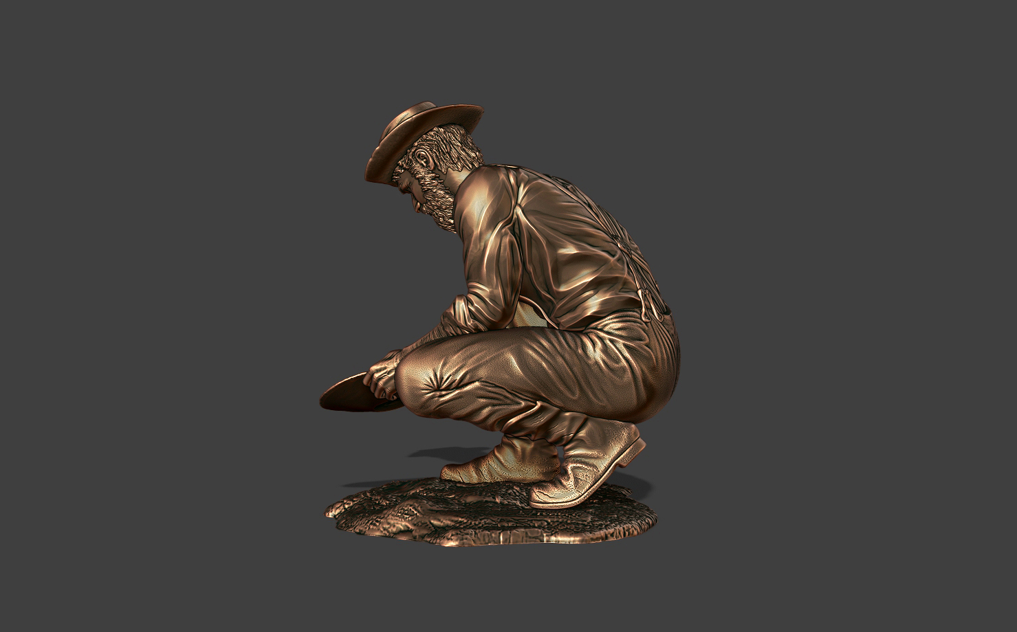 🏆 Gold Panning Miner Trophy / Award・ STL File for ・Cults