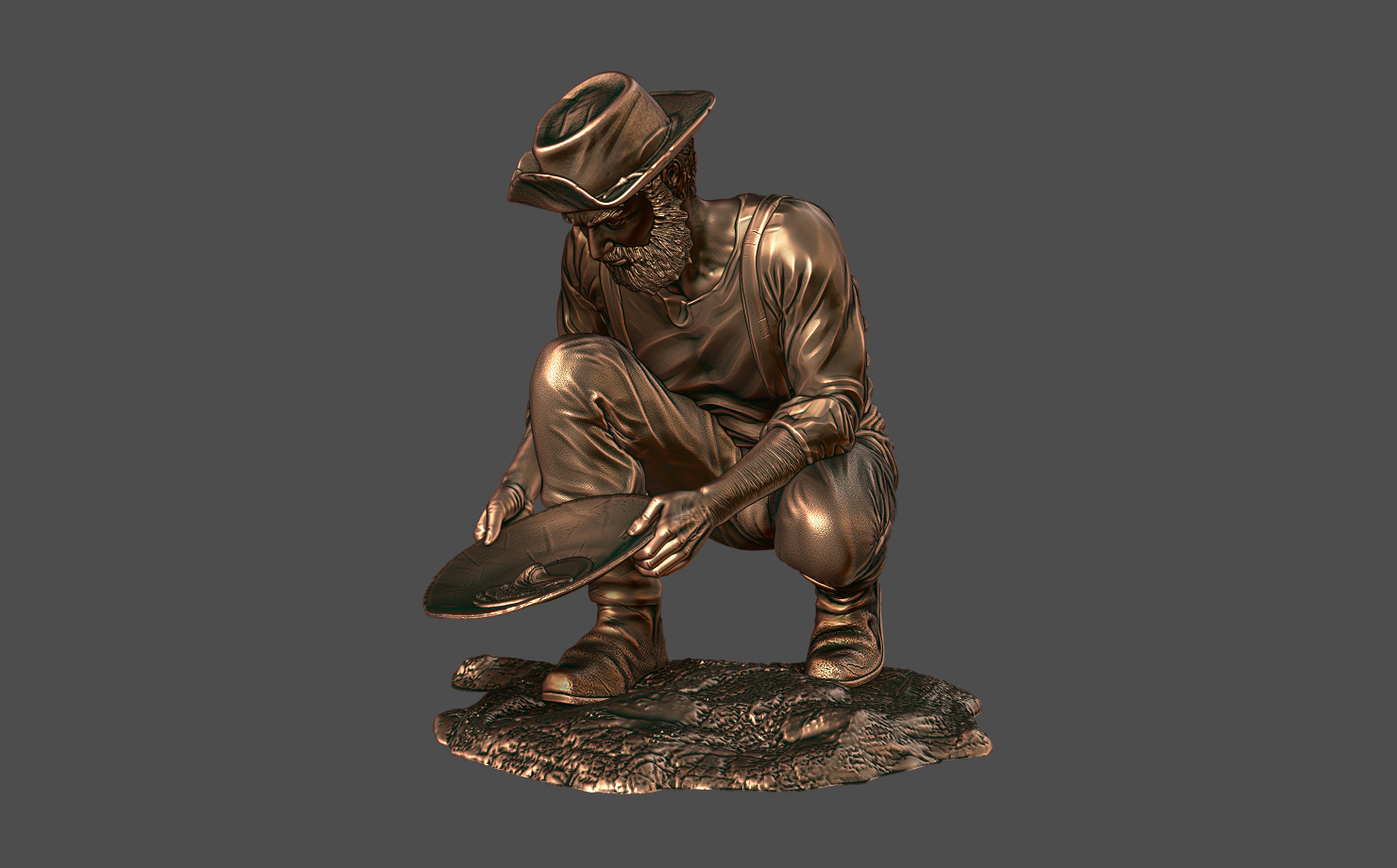 🏆 Gold Panning Miner Trophy / Award・ STL File for ・Cults