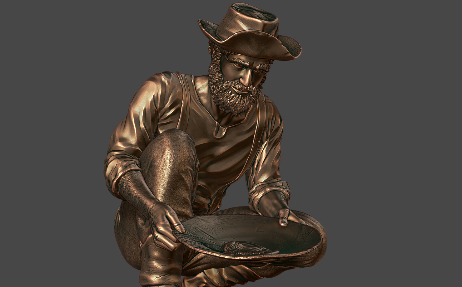 🏆 Gold Panning Miner Trophy / Award・ STL File for ・Cults