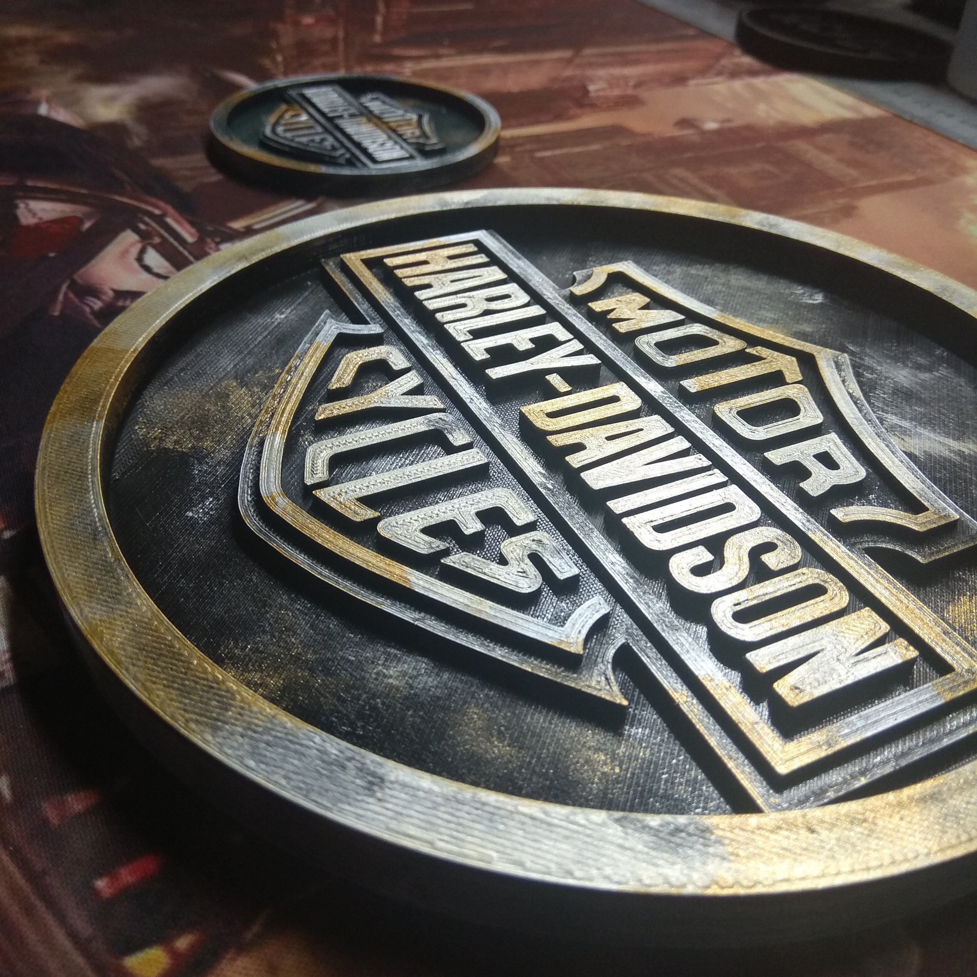 🏍️ 14 Harley Davidson Medallions + Number 1・ STL File for ・Cults