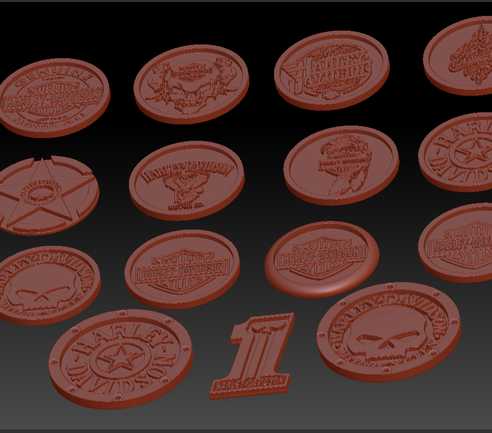 🏍️ 14 Harley Davidson Medallions + Number 1・ STL File for ・Cults