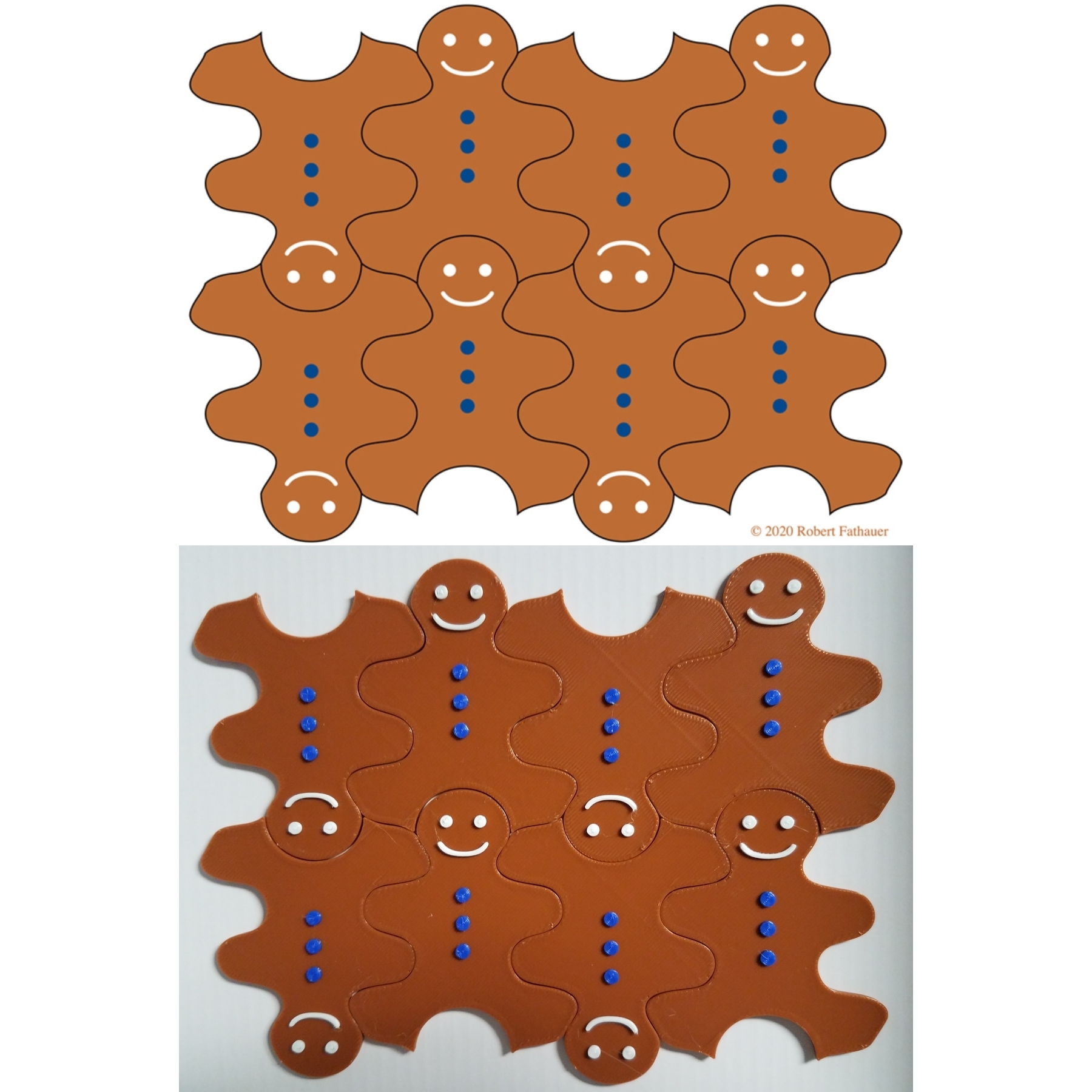 📦 Gingerbread Tessellation with Box・Free STL File for ・Cults