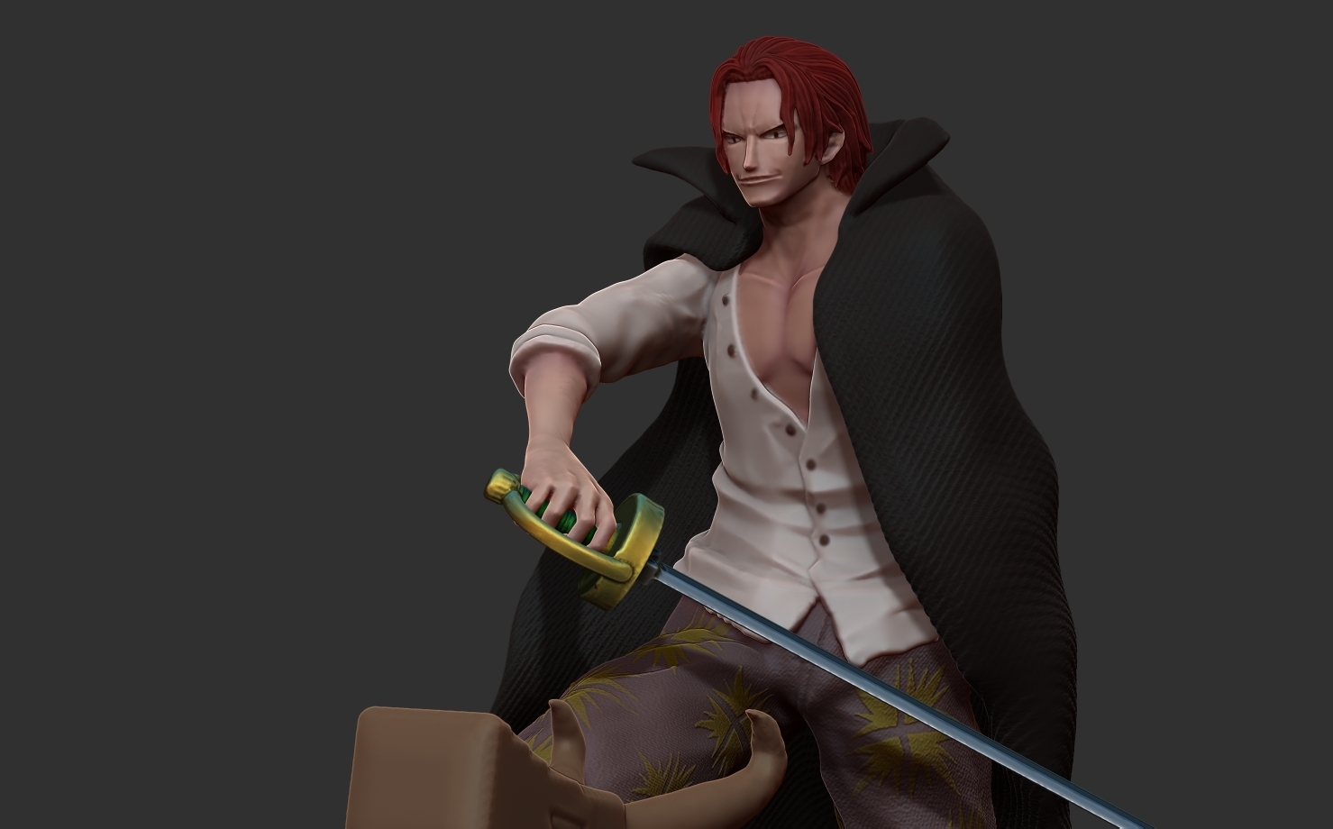 💇 red hair shanks 3d print statue - one piece figurine・ 3D File for ・Cults