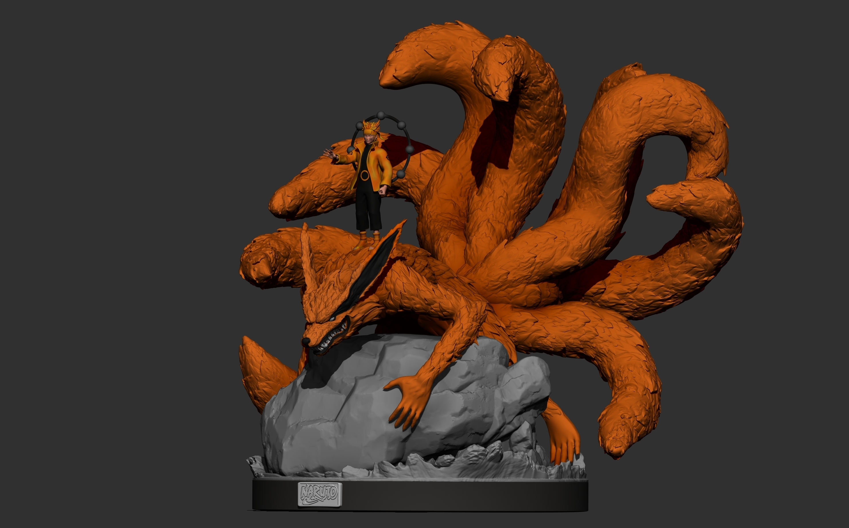 🦊 naruto and kurama statue/figurine・ 3D File for ・Cults