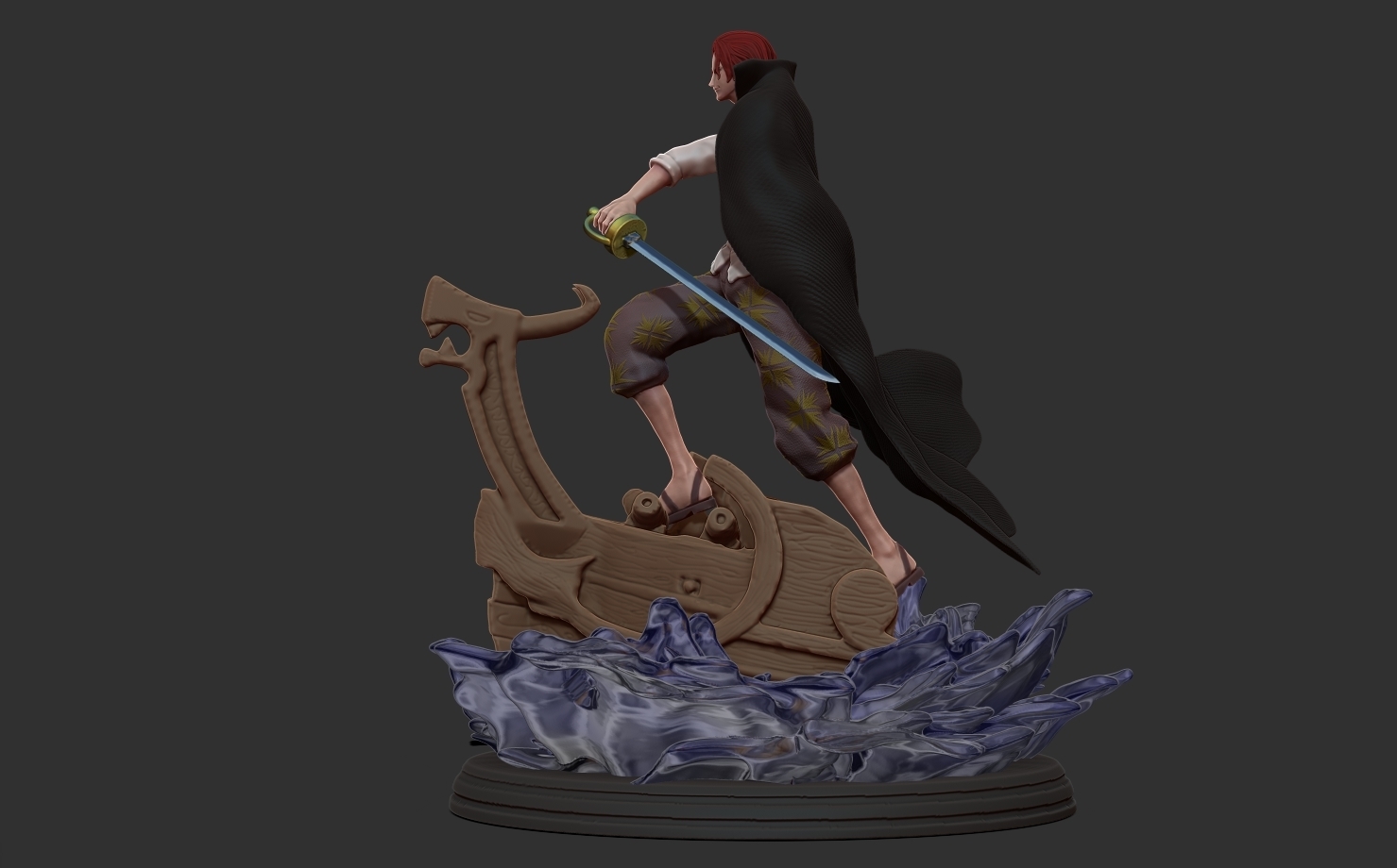 💇 red hair shanks 3d print statue - one piece figurine・ 3D File for ・Cults