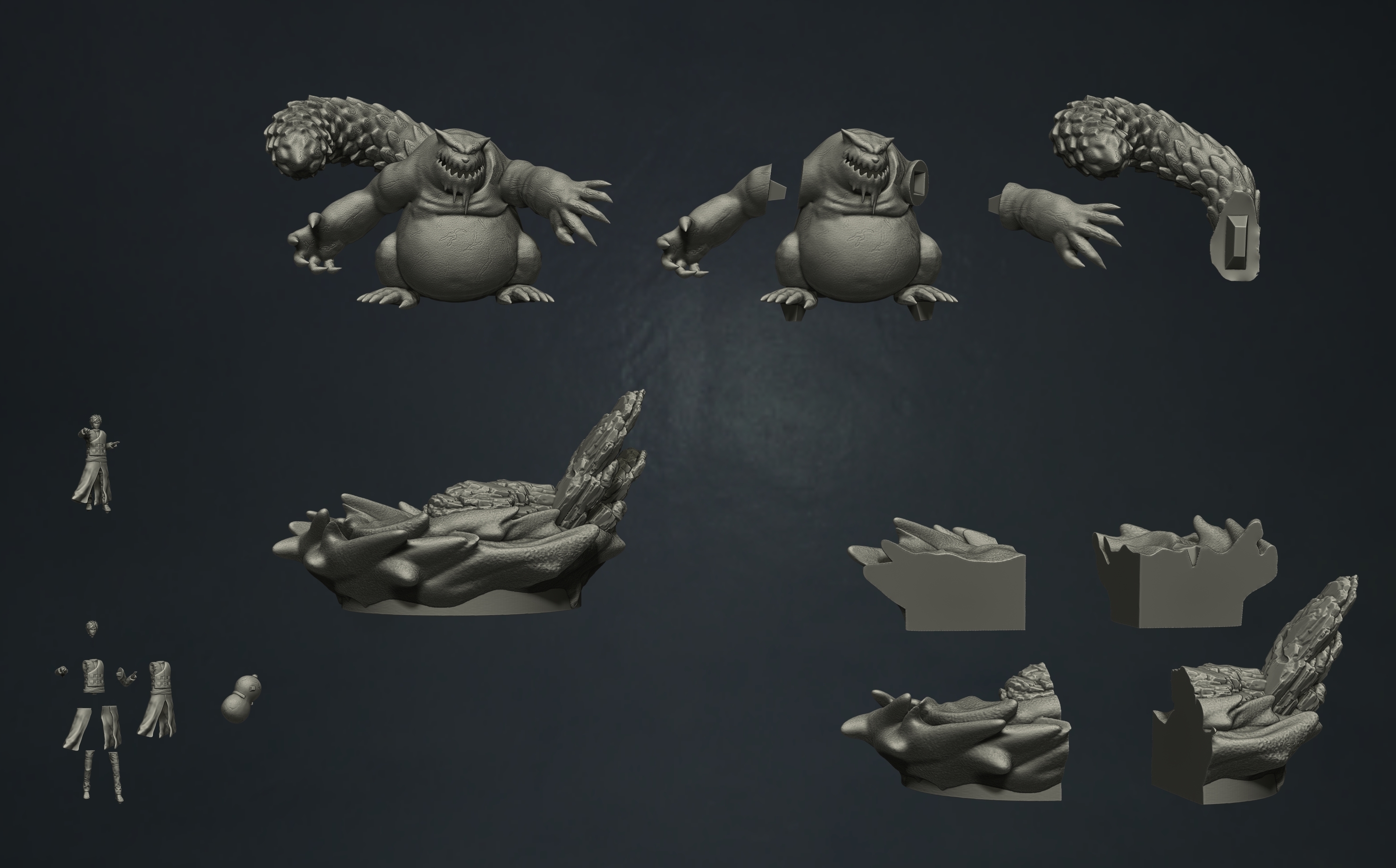 💬 gaara and shukaku 3d print statue 3D print model - naruto shippuden ...