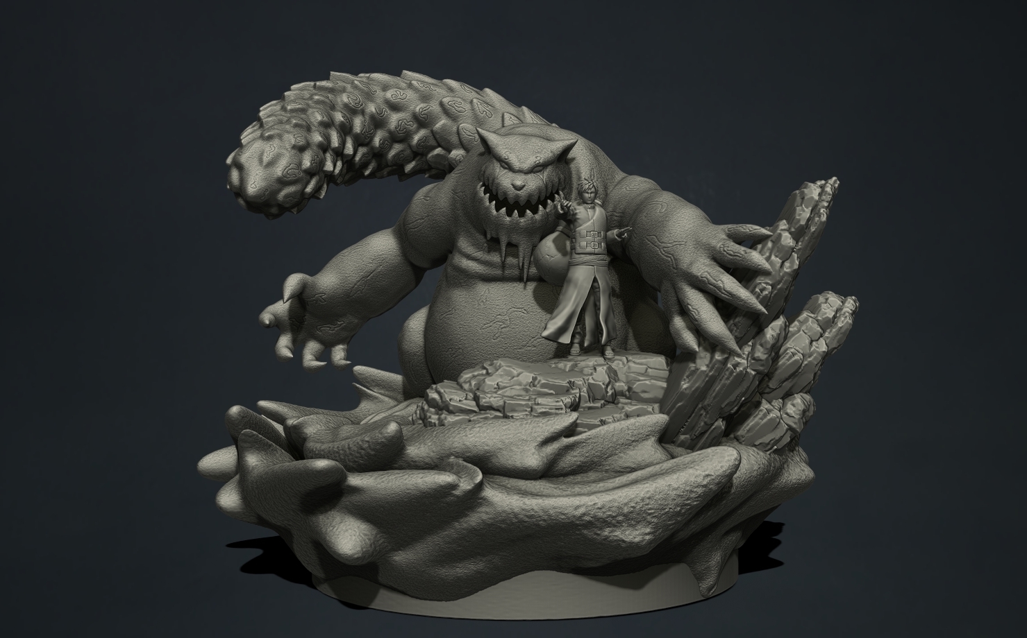 💬 gaara and shukaku 3d print statue 3D print model - naruto shippuden ...