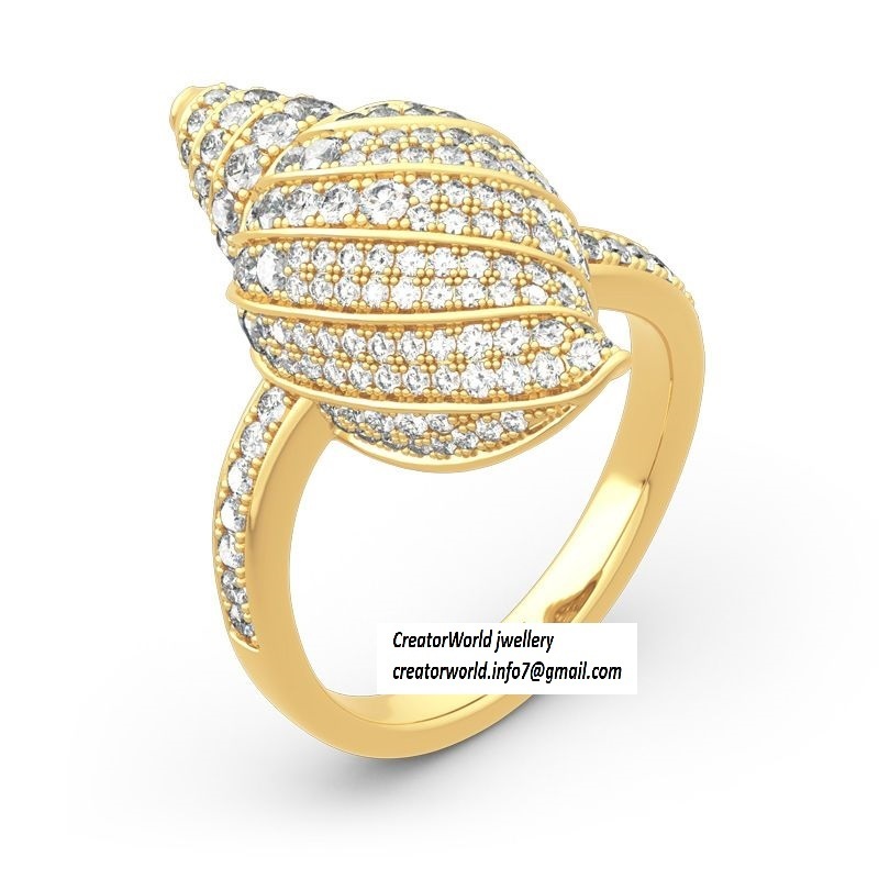 🐚 JCR 1007 Conch Shell Sterling Gold Ring・Free 3D File for ・Cults