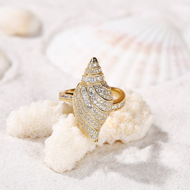 🐚 JCR 1007 Conch Shell Sterling Gold Ring・Free 3D File for ・Cults