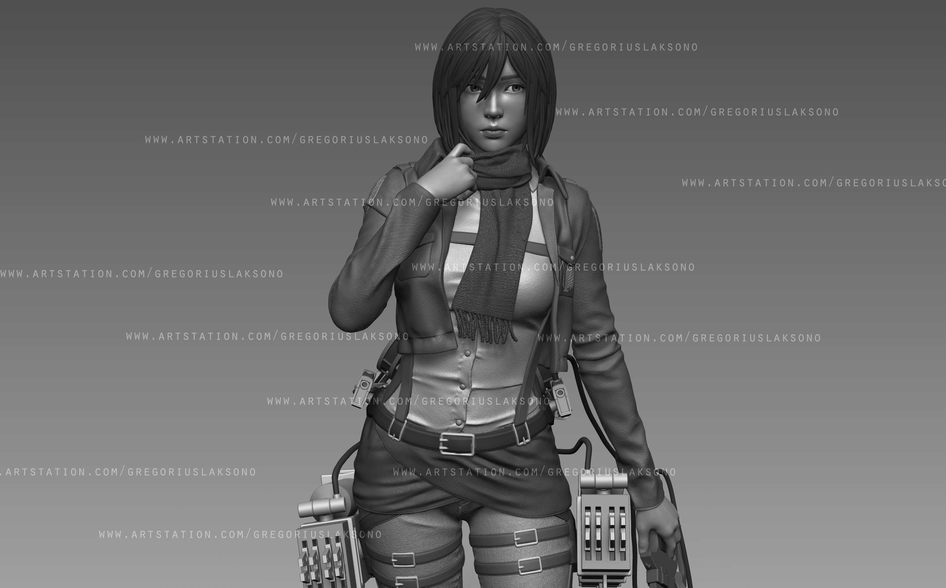 Arquivo 3d Mikasa Ackerman Attack On Titan Fan Art Statue 3d Printable 🎨 ・modelo Para Impressora