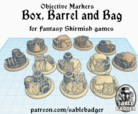 📦 Objective Markers - Fantasy - Box, Bag and Barrel・Free STL File for ...