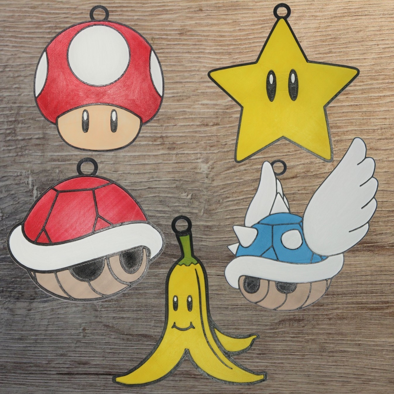 STL file Set 5 Mario Ornaments Item ⭐ ・Model to download and 3D print・Cults