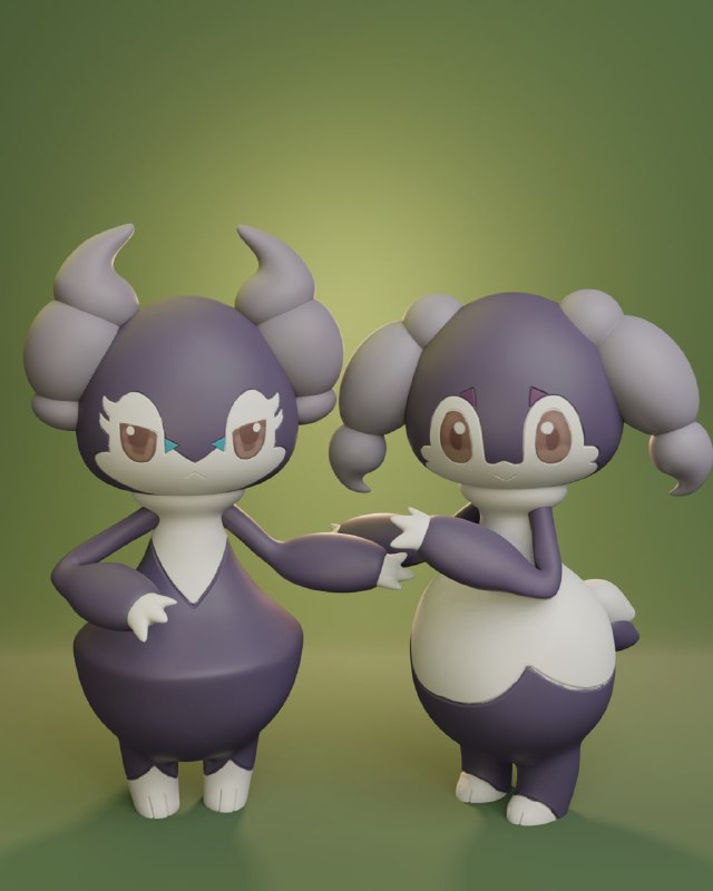 🐉 Pokemon - Male Indeedee and Female Indeedee・ STL File for ・Cults