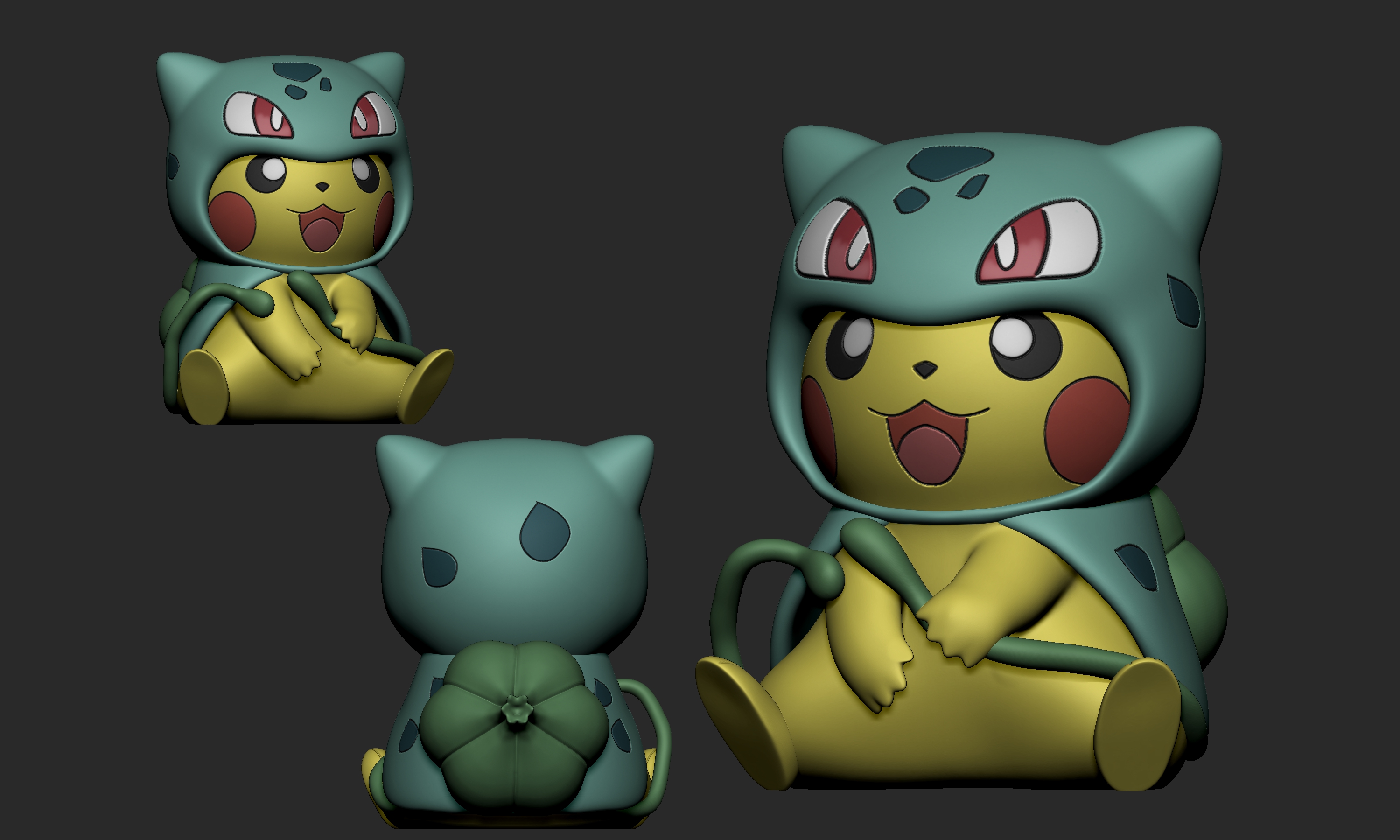 Arquivo grátis STL Pokemon - Pikachu Cosplay Bulbasaur 🐉 ・modelo para ...
