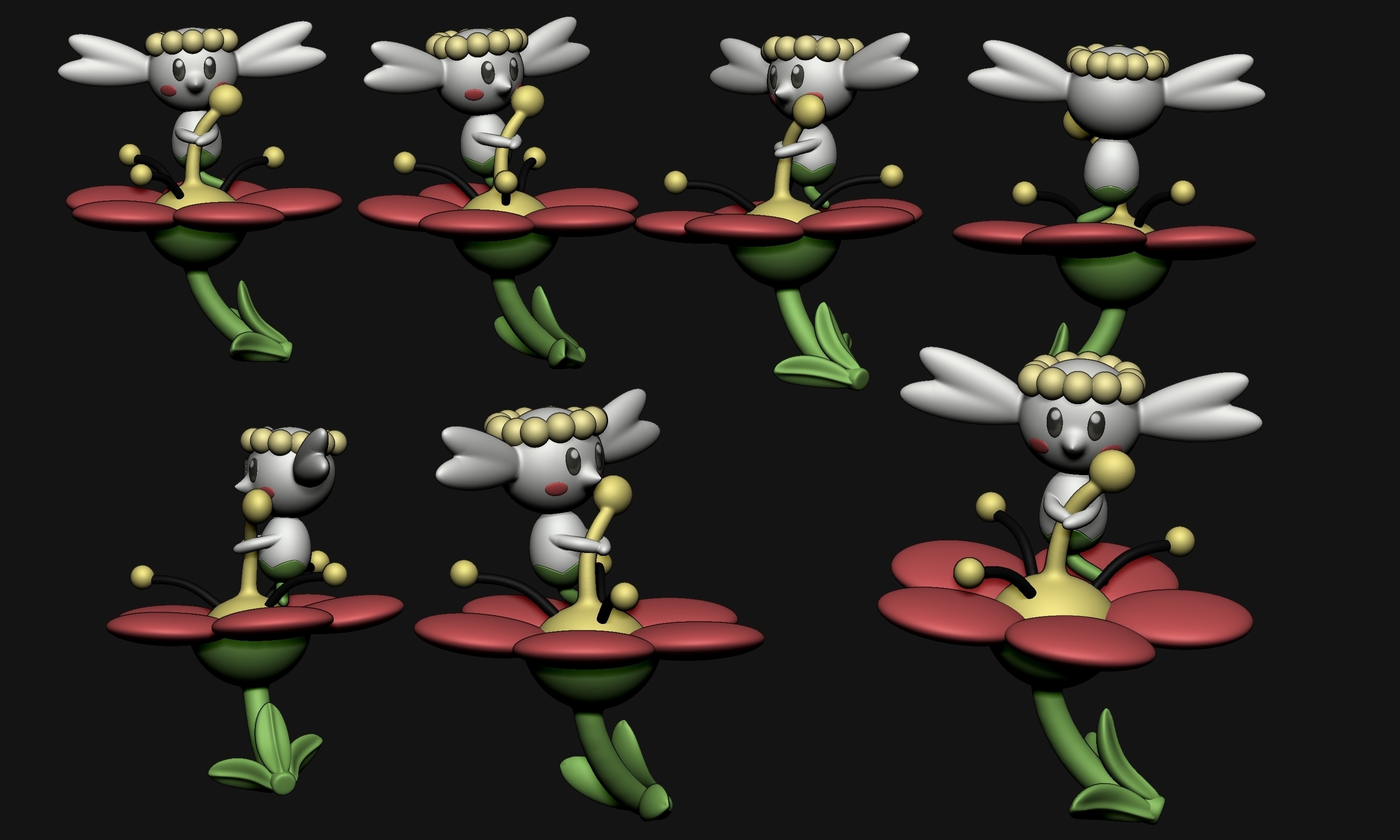 🐉 Pokemon - Flabebe, Floette and Florges(with cuts and as a whole)・ OBJ ...