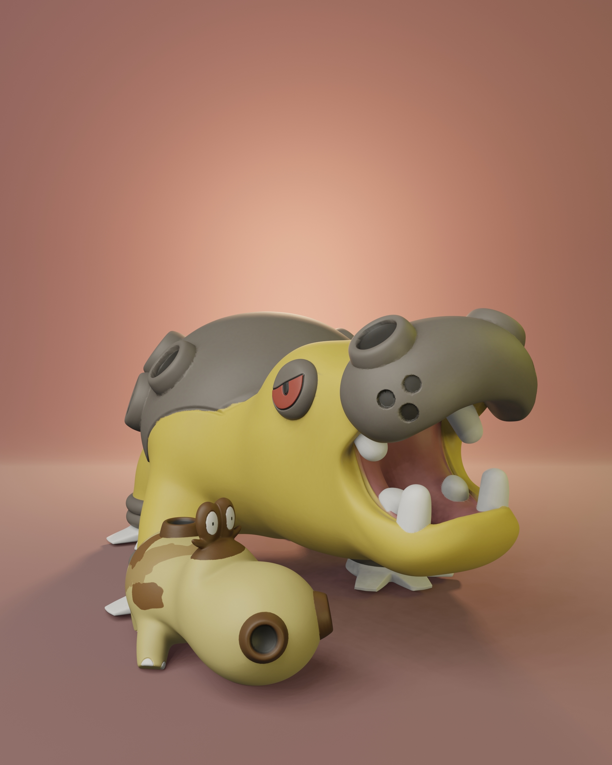STL file Pokemon - Hippopotas and Hippowdon with 2 different poses 🐉 ...
