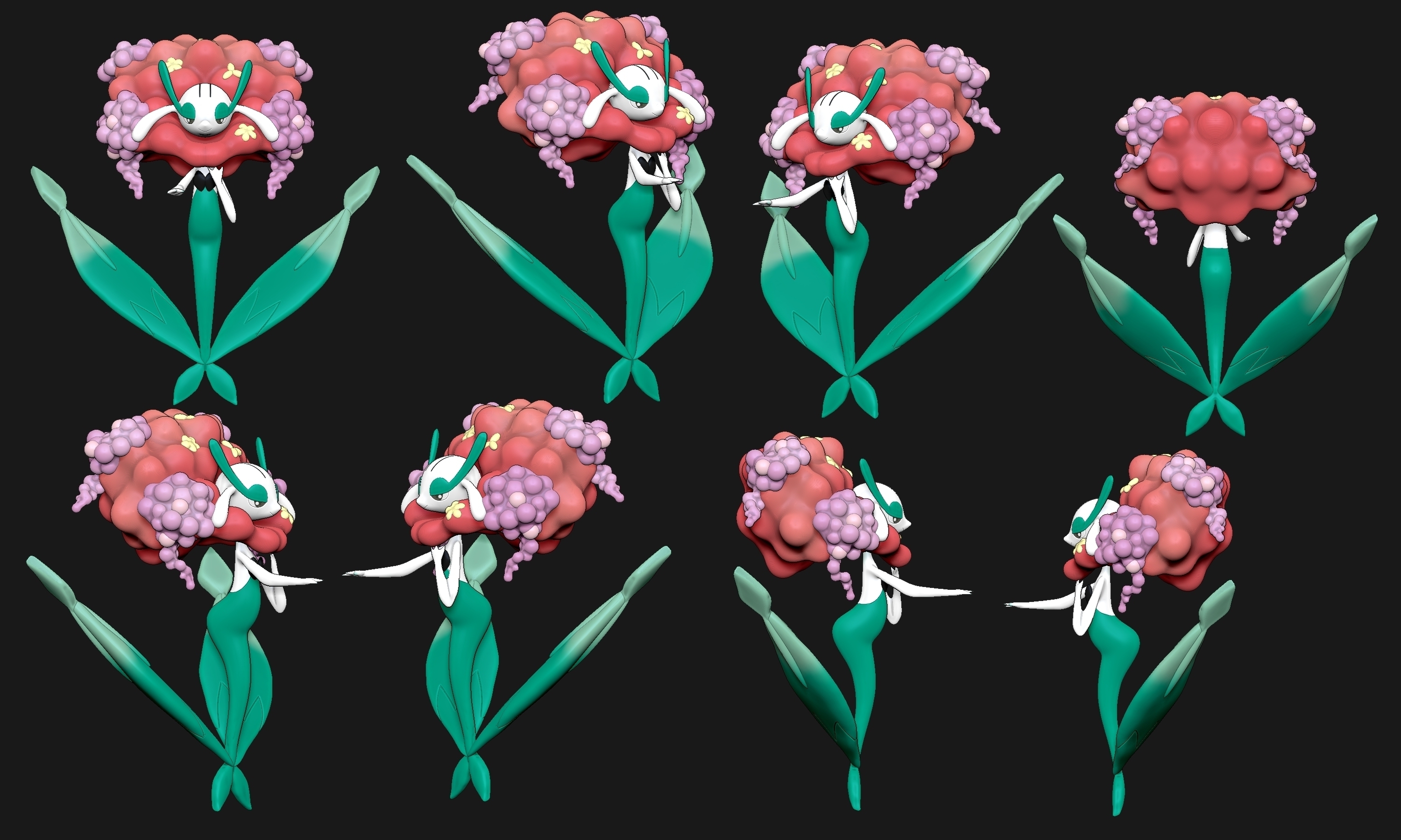 🐉 Pokemon - Flabebe, Floette and Florges(with cuts and as a whole)・ OBJ ...