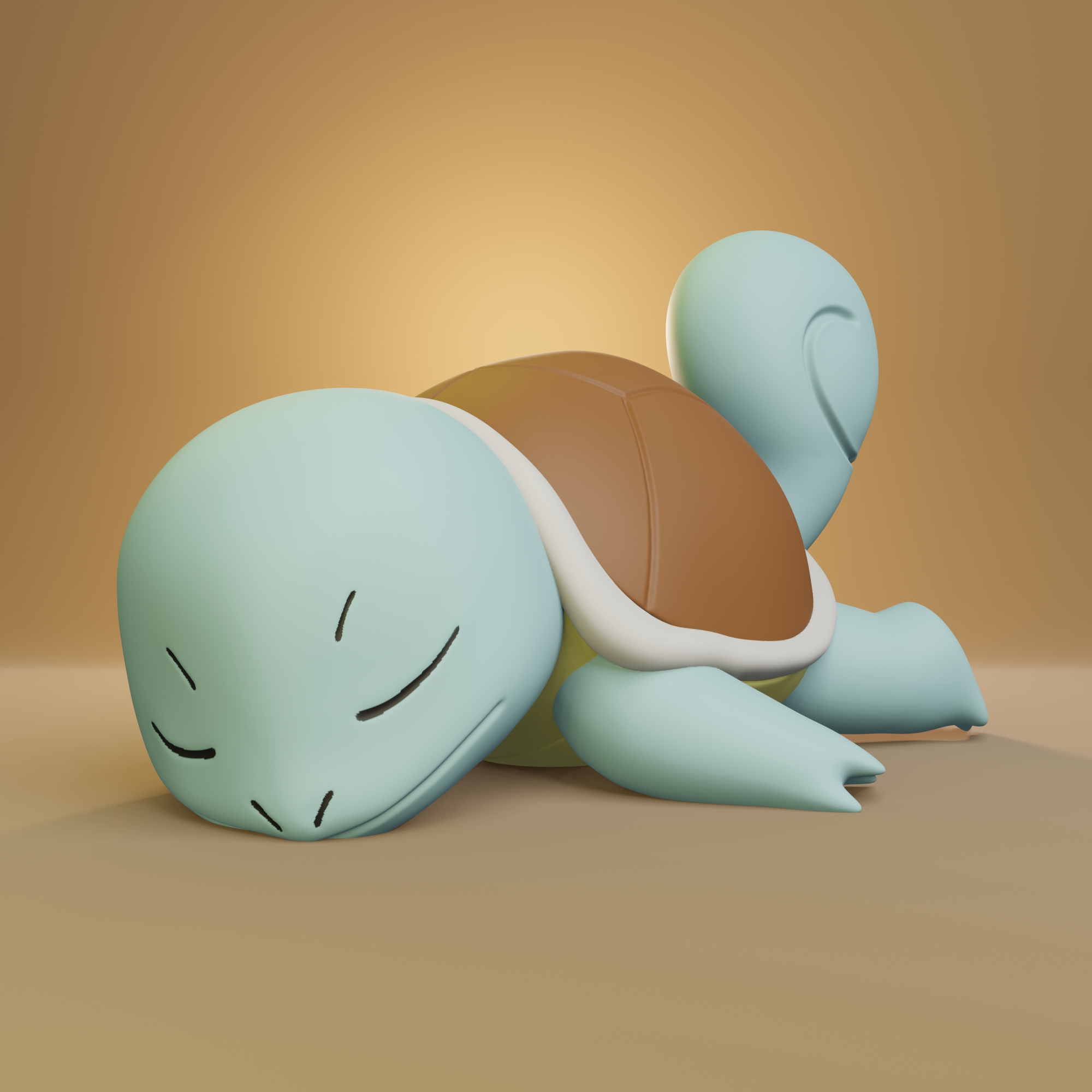 🐉 Pokemon - Squirtle Sleeping・Free STL File for ・Cults