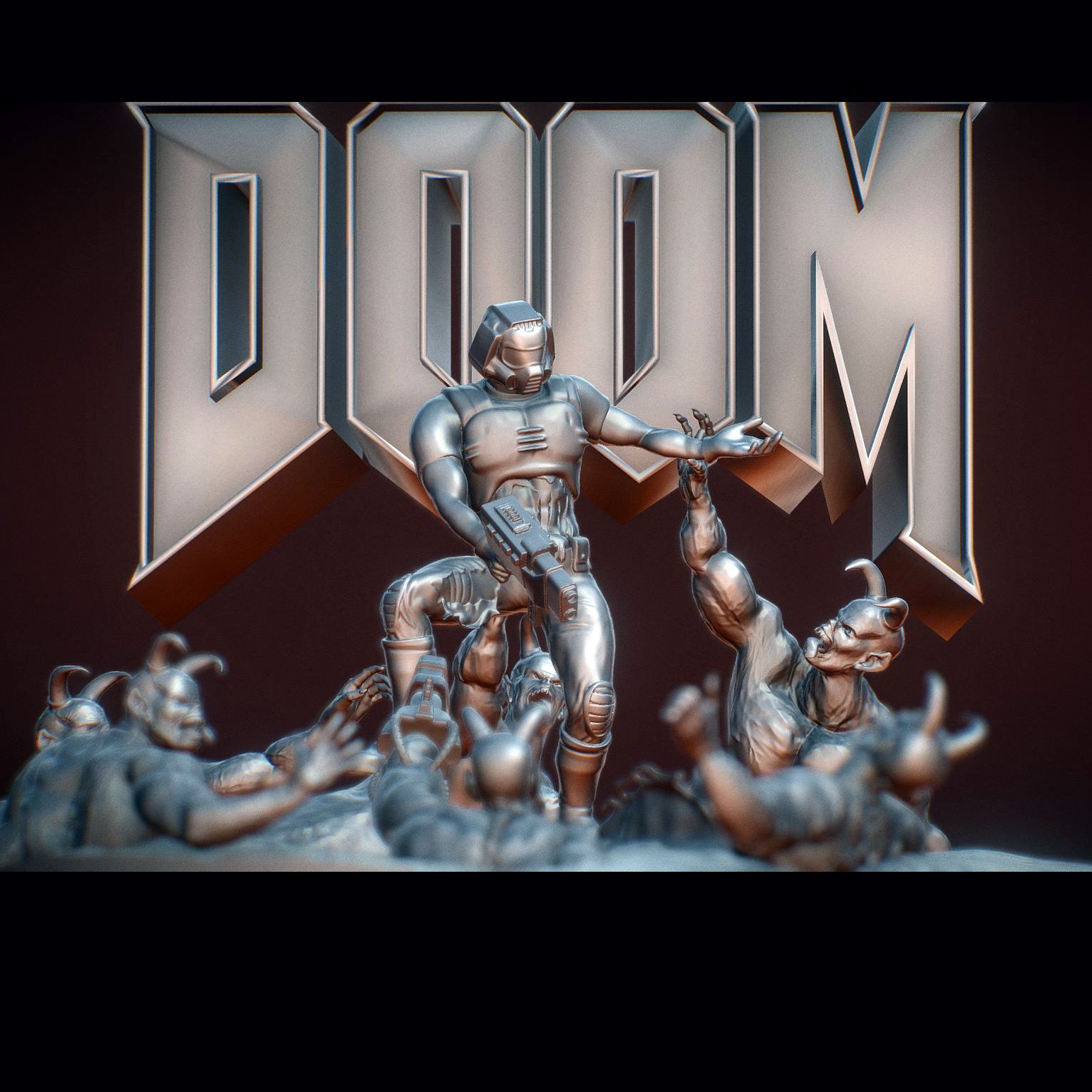 🫡 Doom Classic Cover Diorama Printable・ 3D File for ・Cults