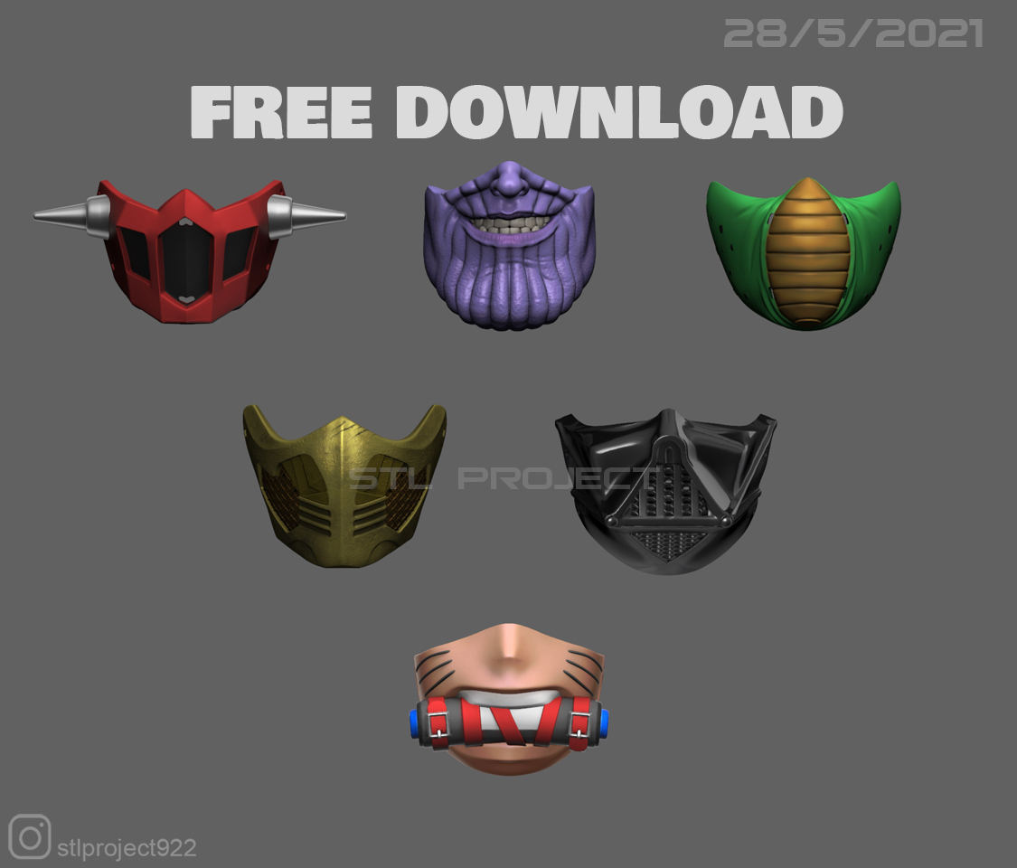 🎨 Face Masks - Fan Art・Free OBJ File for ・Cults