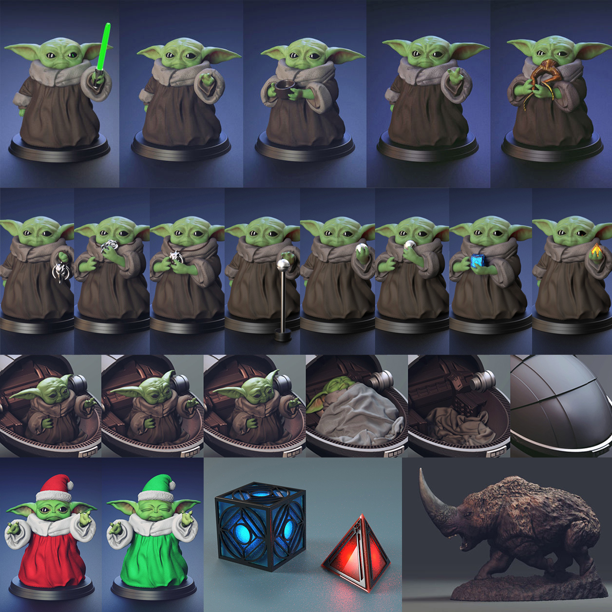 3D file Baby Yoda Set 👶 ・3D print design to download・Cults