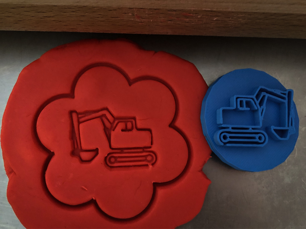 STL file Cookie stamp + cutter - Excavator, digger 🍪 ・3D printer design ...