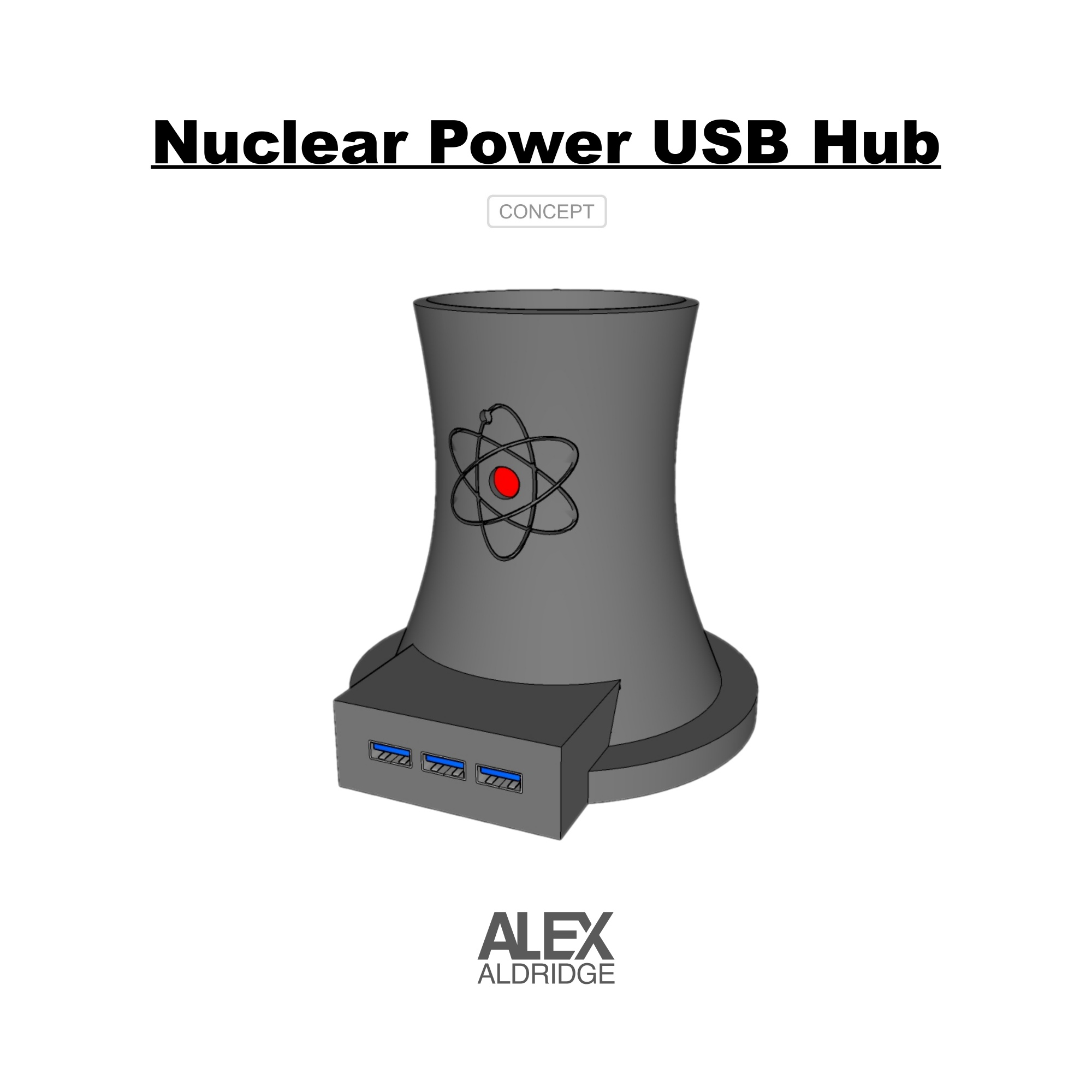 💾 Nuclear Power USB Hub・Free STL File for ・Cults