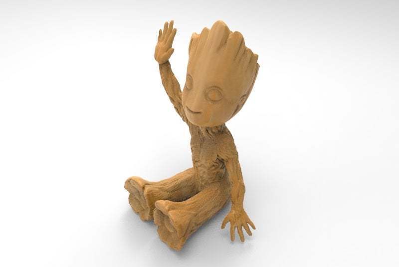 Free STL file baby groot sitting waving 👶 ・3D print object to download ...
