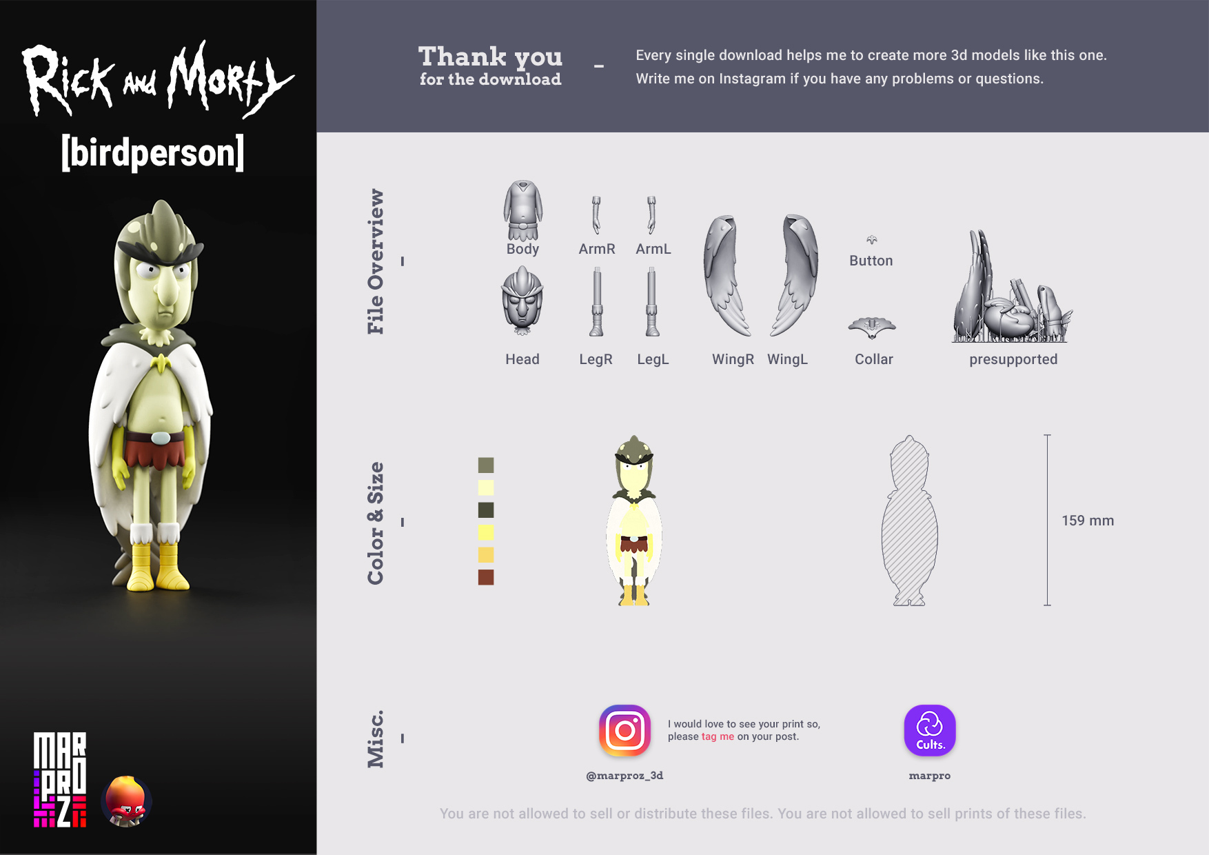 3D file Rick and Morty - Birdperson 👾 ・3D print model to download・Cults