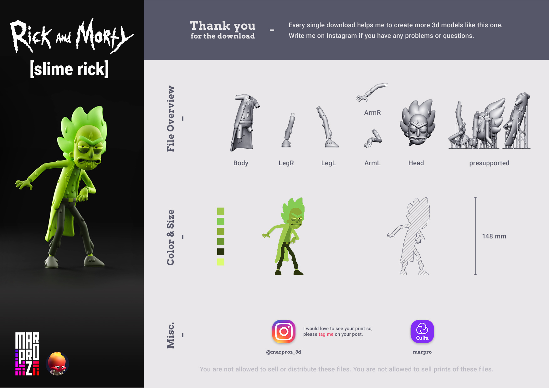 👾 Rick and Morty - Slime Rick・ 3D File for ・Cults