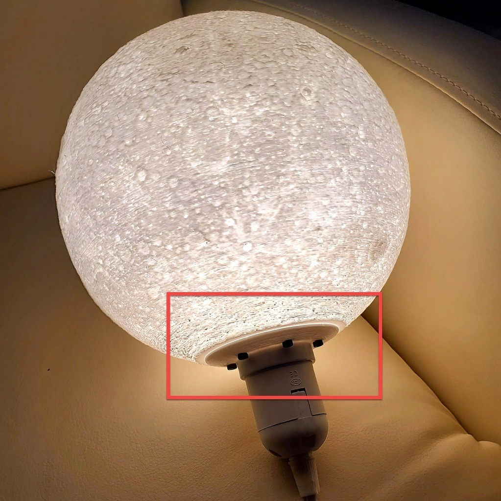 Free STL file 8 Inches Detail Moon Lamp - Adaptor for Regular Lamps 🌙 ...