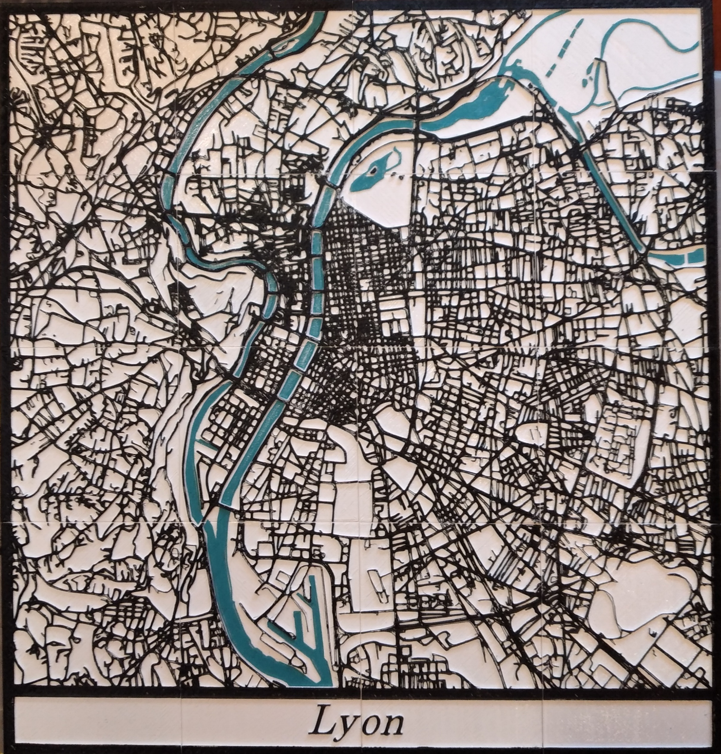 Fichier STL Lyon Carte Map 🗺️ ・Plan à imprimer en 3D à télécharger・Cults