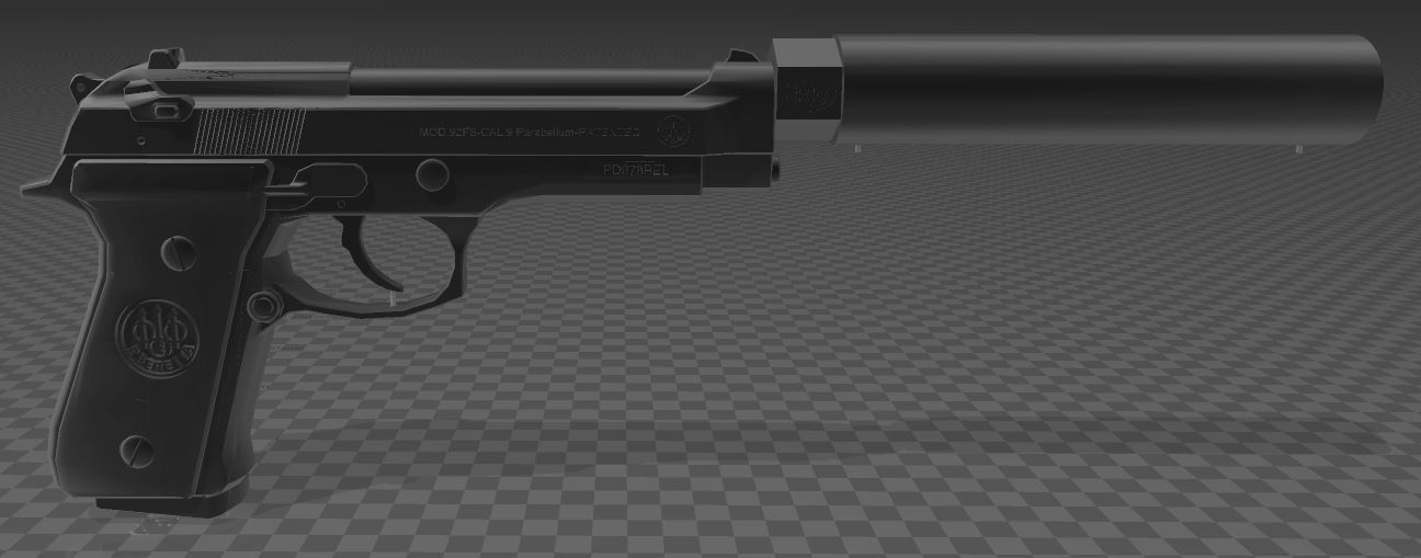 STL file Beretta FS92 with suppressor 🔫 (OBJ)・3D printer design to ...