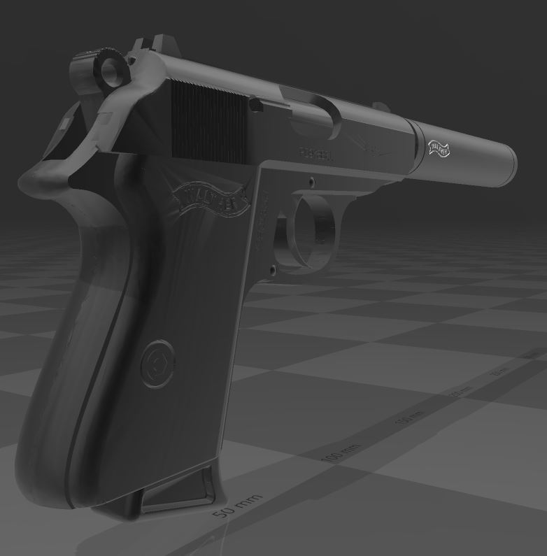 🔫 Walther PPk with suppressor・ STL File for ・Cults