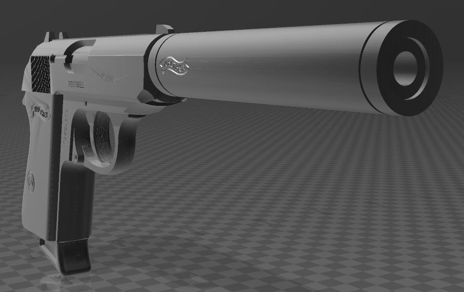 🔫 Walther PPk with suppressor・ STL File for ・Cults