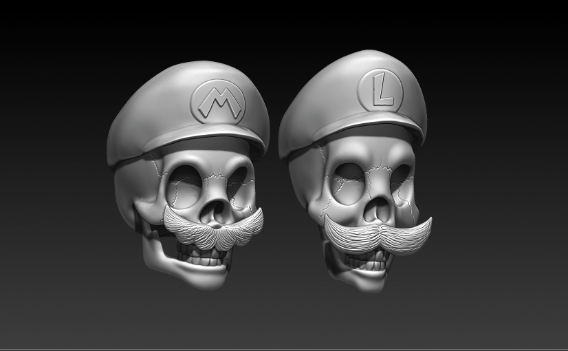💀 mario bros skulls・ STL File for ・Cults