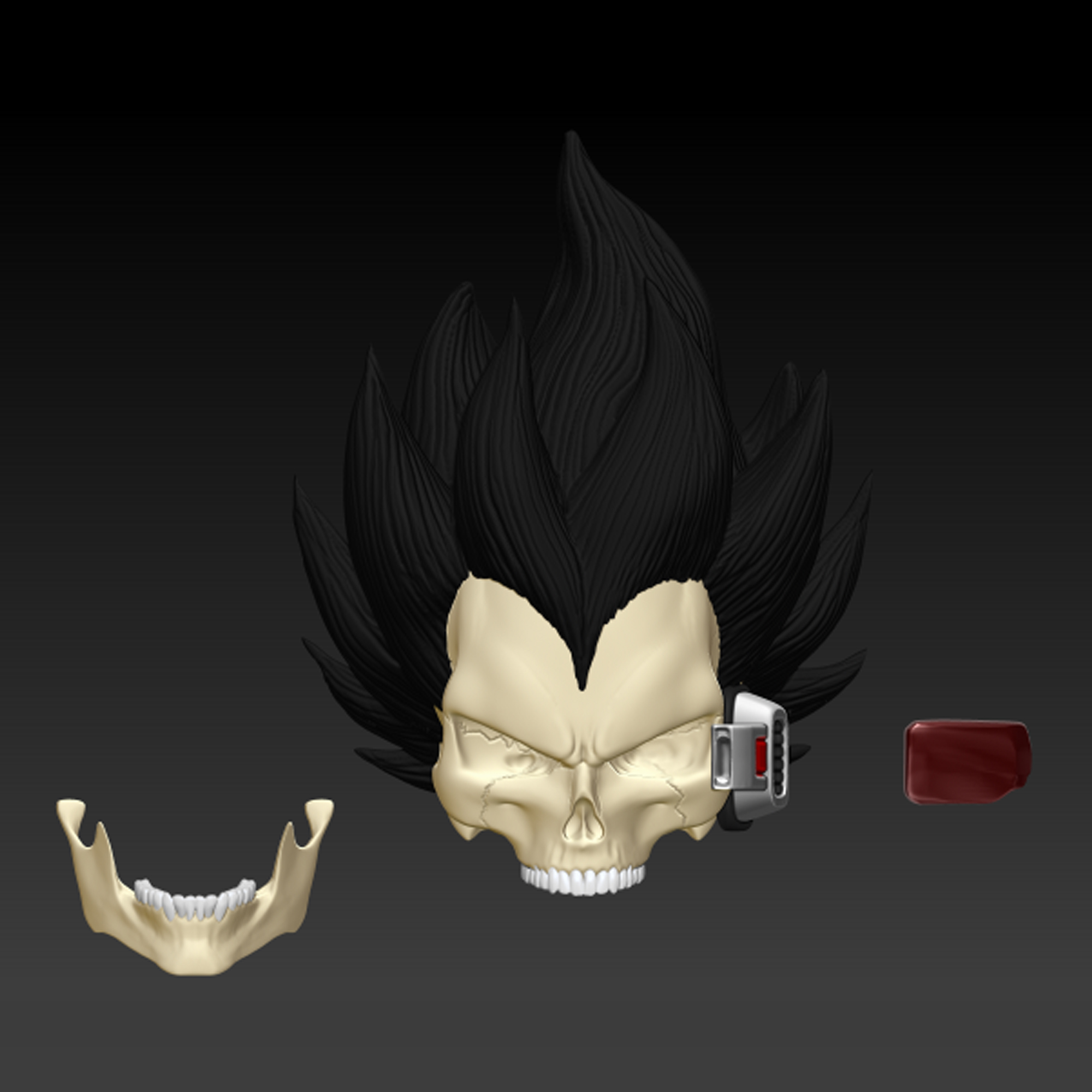 💀 vegeta skull set dragon ball z・ STL File for ・Cults