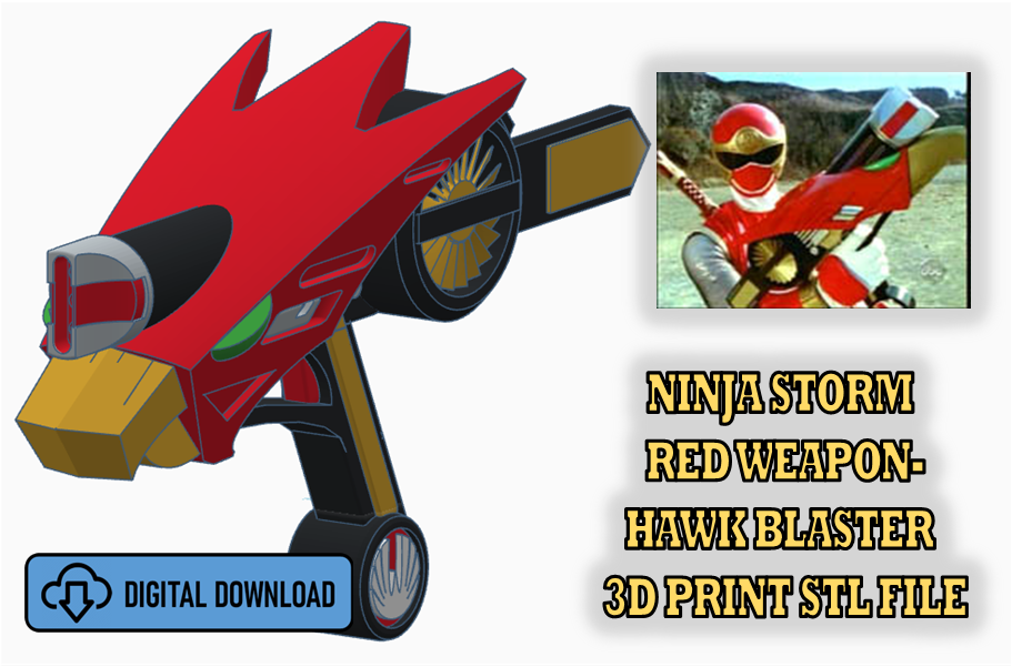 🥷 DIGITAL Ninja Storm Wind Weapon- Hawk Blaster 3D Print STL File・ 3D ...