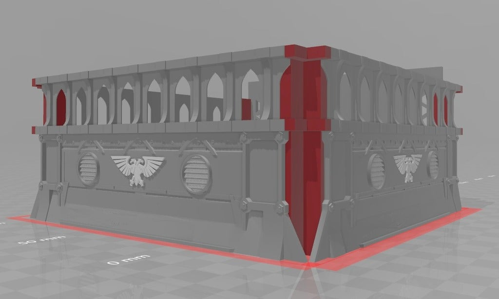 🏗️ Gothic Building - whole wall detail - WH40k・Free STL File for ・Cults