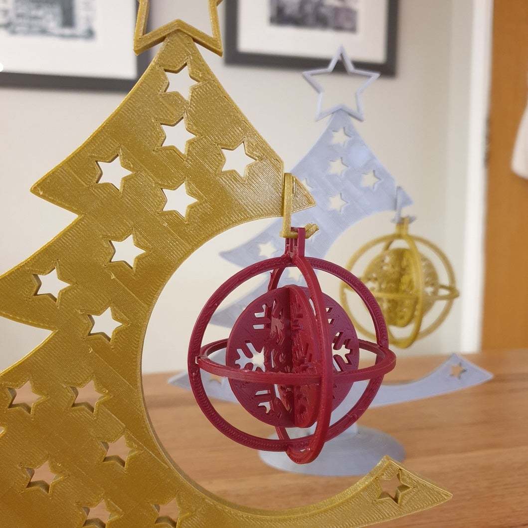 Free STL file Snowflake Christmas bauble with rings ️・3D printing ...
