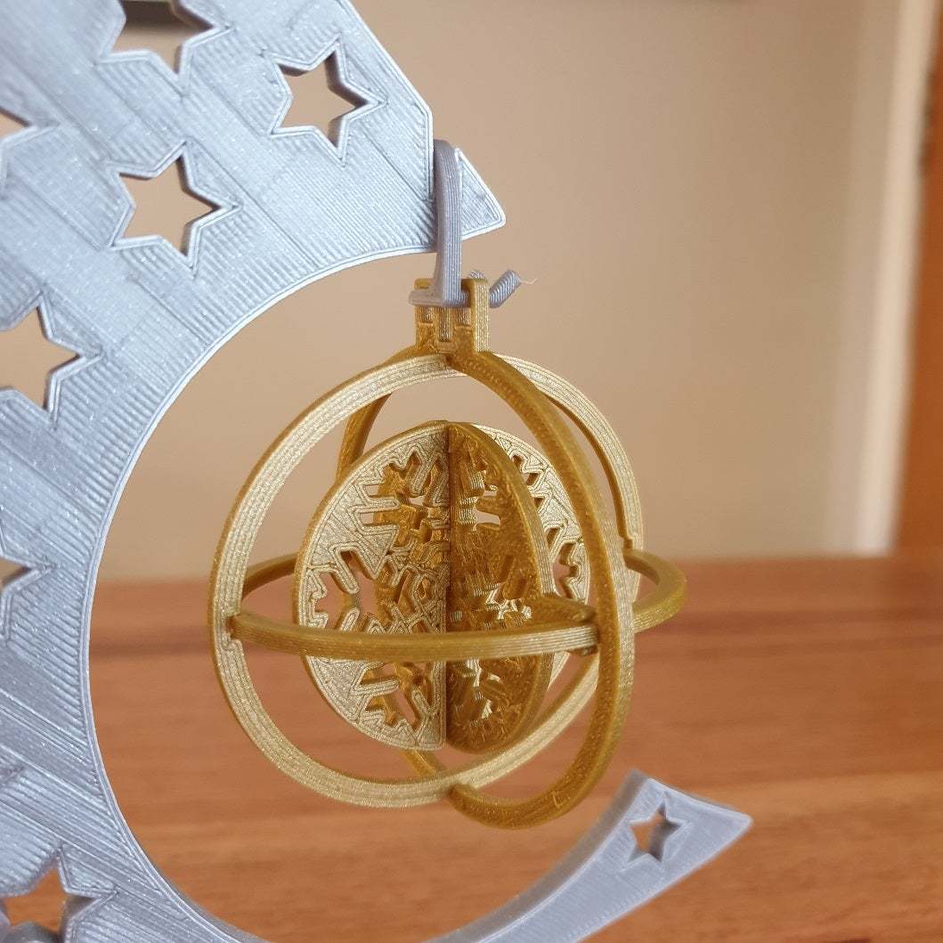 Free STL file Snowflake Christmas bauble with rings ️・3D printing ...