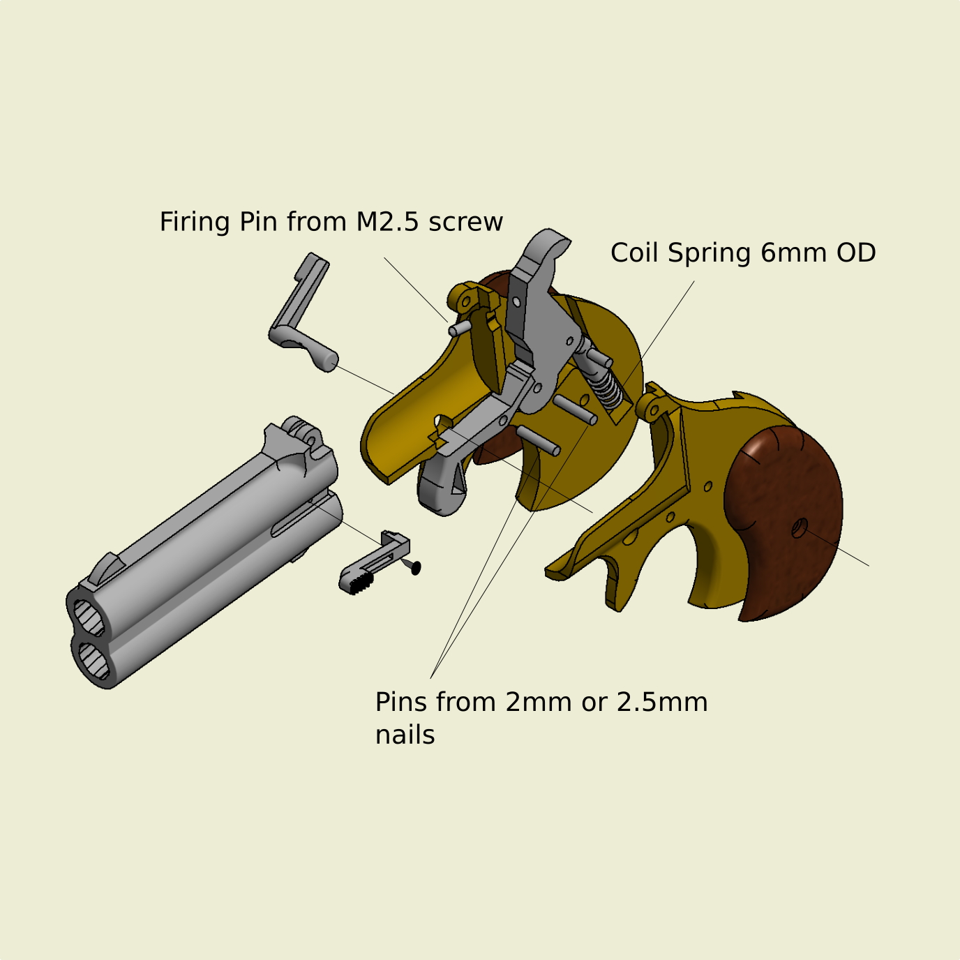 🧢 Remington Derringer for cap gun ammo・ 3D File for ・Cults