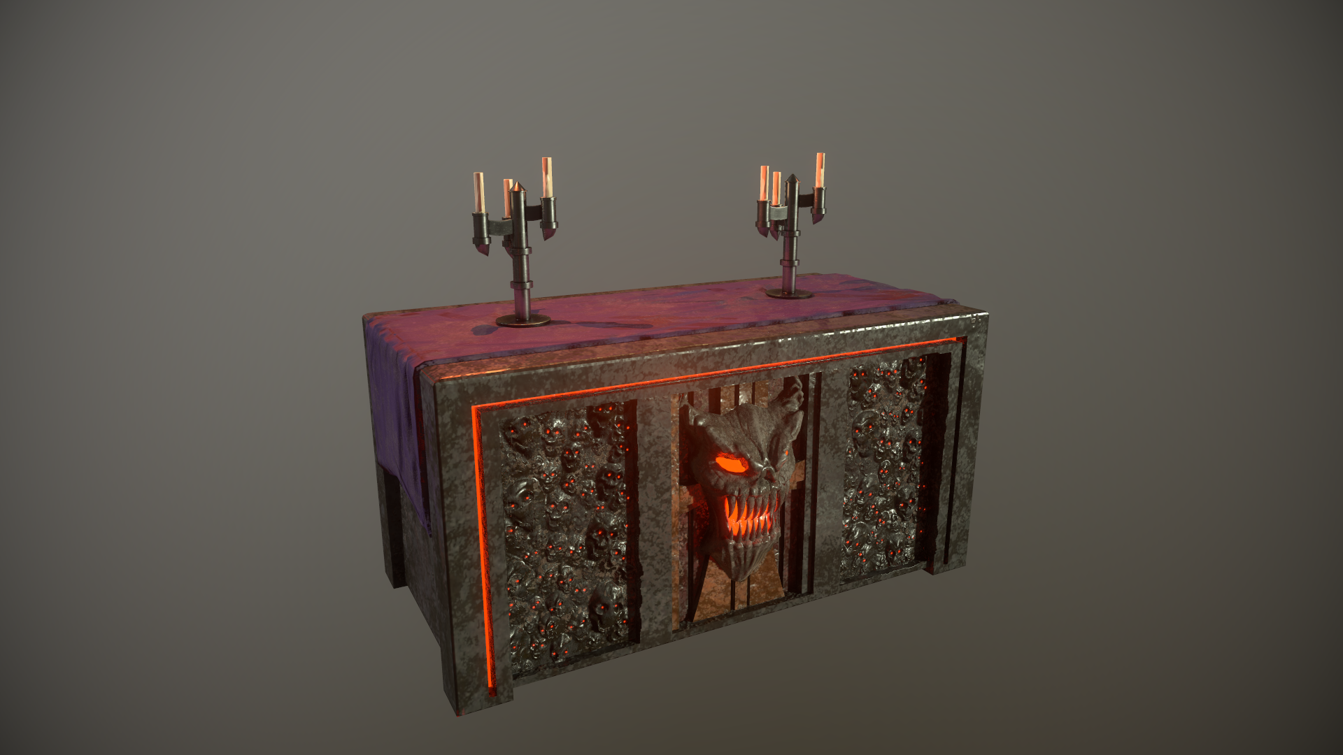 STL file Demon Altar + Torchs 🎲 ・3D printable model to download・Cults